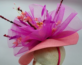 Hot Pink Fascinator Hat Wedding Hat, Kentucky Derby Hat, Race Hat, Tea ...