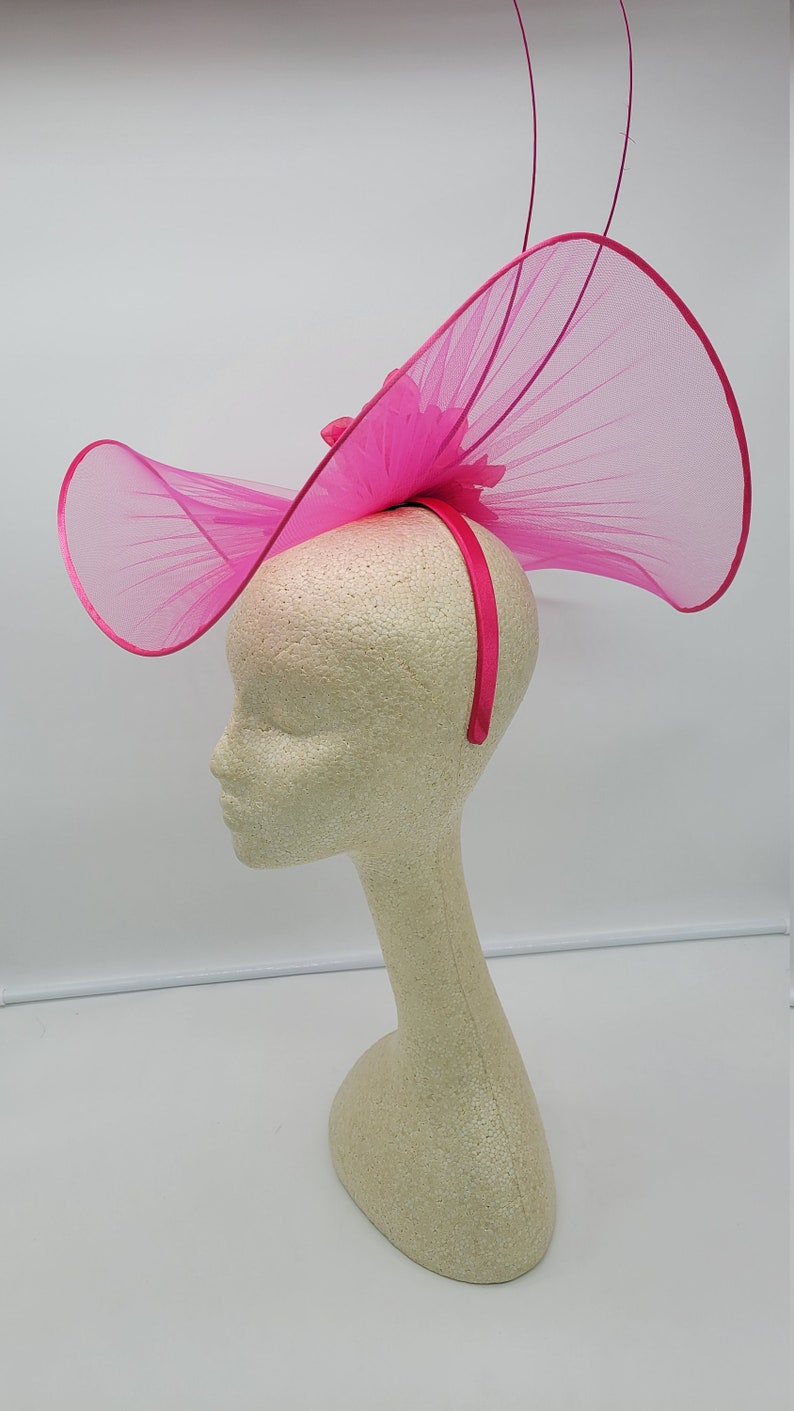 Large Hot Pink Kentucky Derby Fascinator Fuchsia Wedding - Etsy