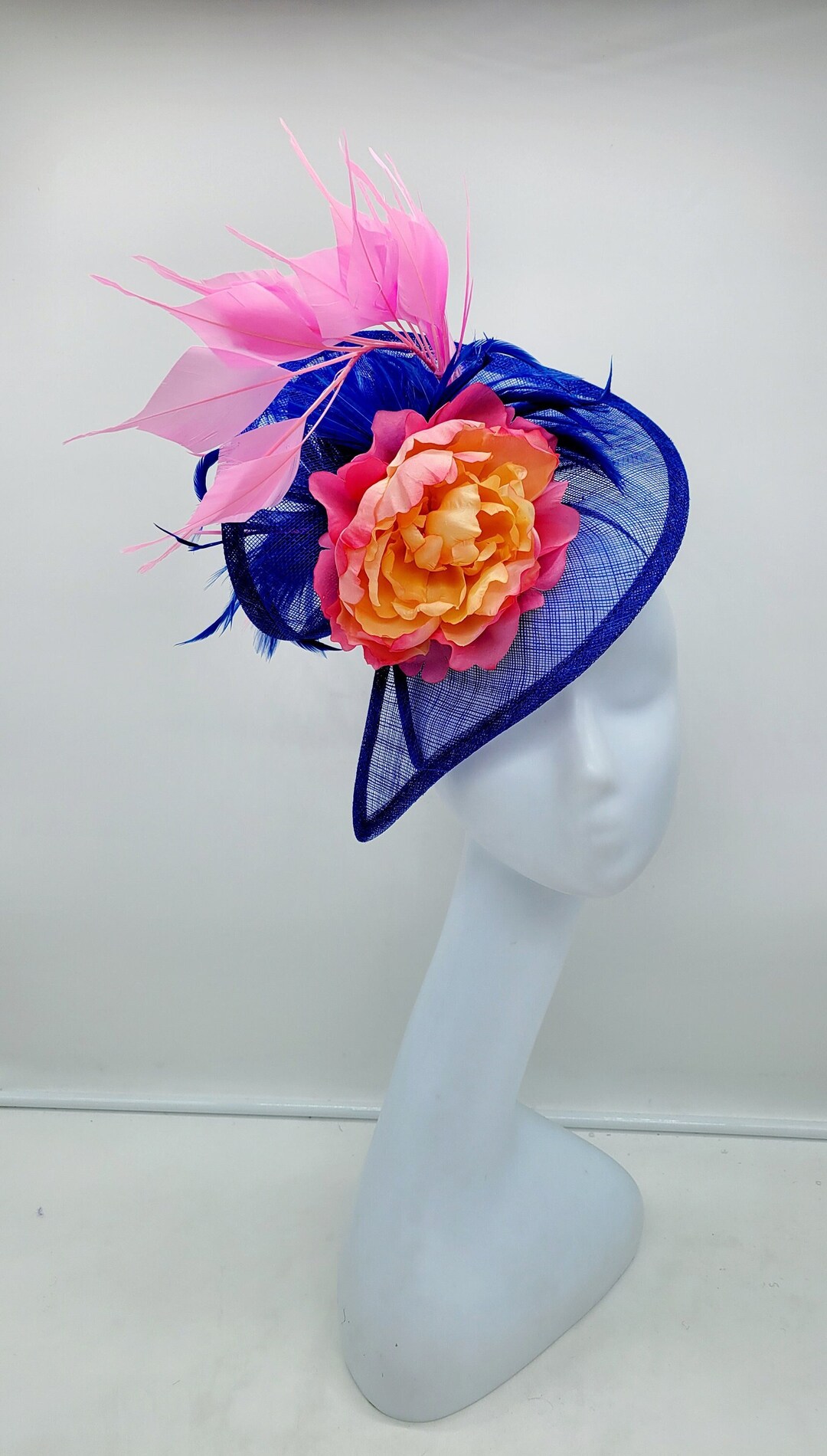 Royal Blue and Pink Kentucky Derby Fascinator - Race Hat, Church Hat ...
