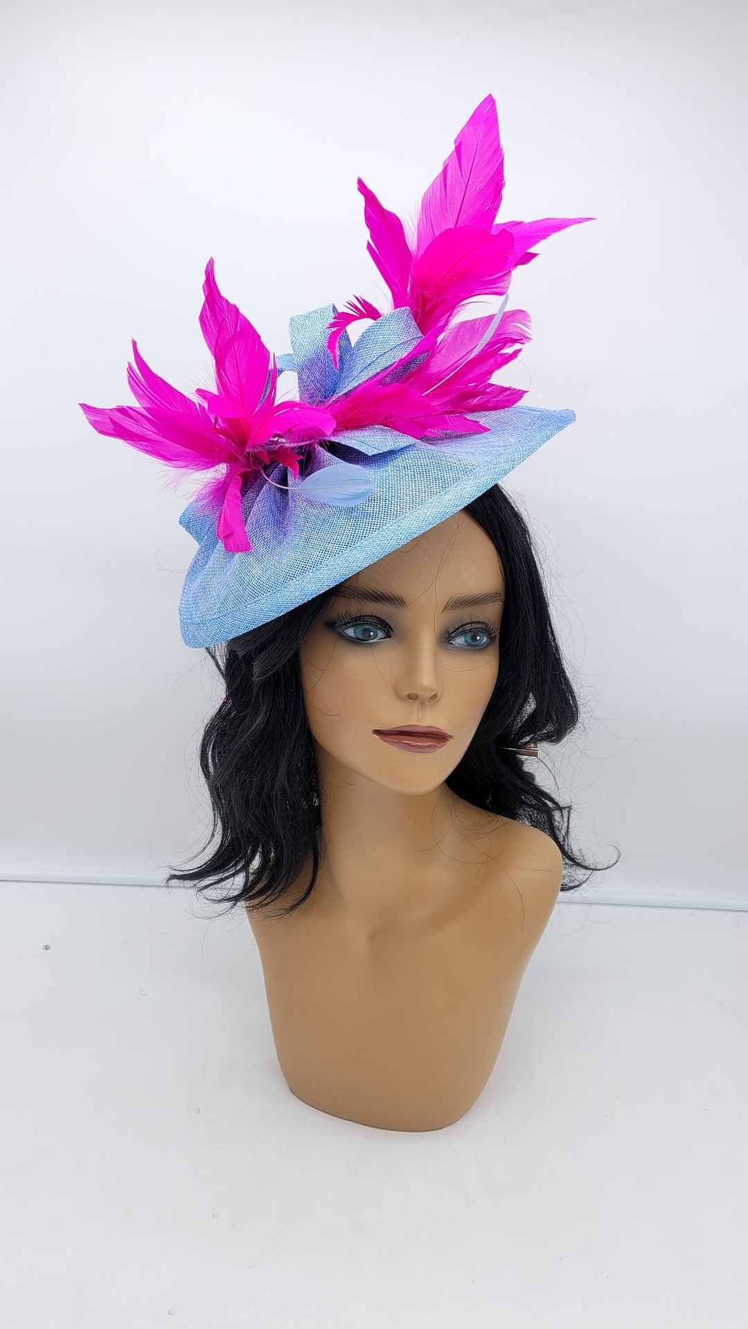 Light Blue and Fuchsia Pink Kentucky Derby Fascinator - Race Hat ...