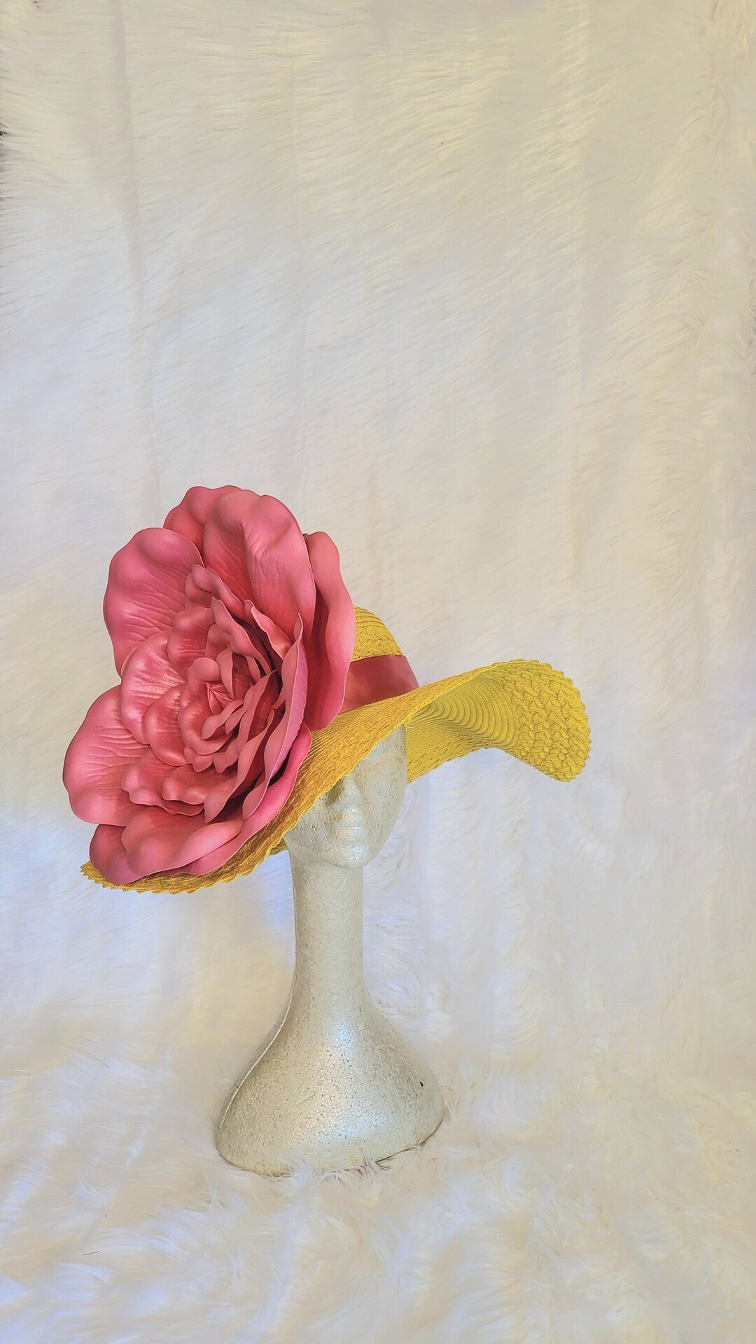 Yellow Kentucky Derby Hat: Hot Pink Floral Wedding Church Hat - Etsy