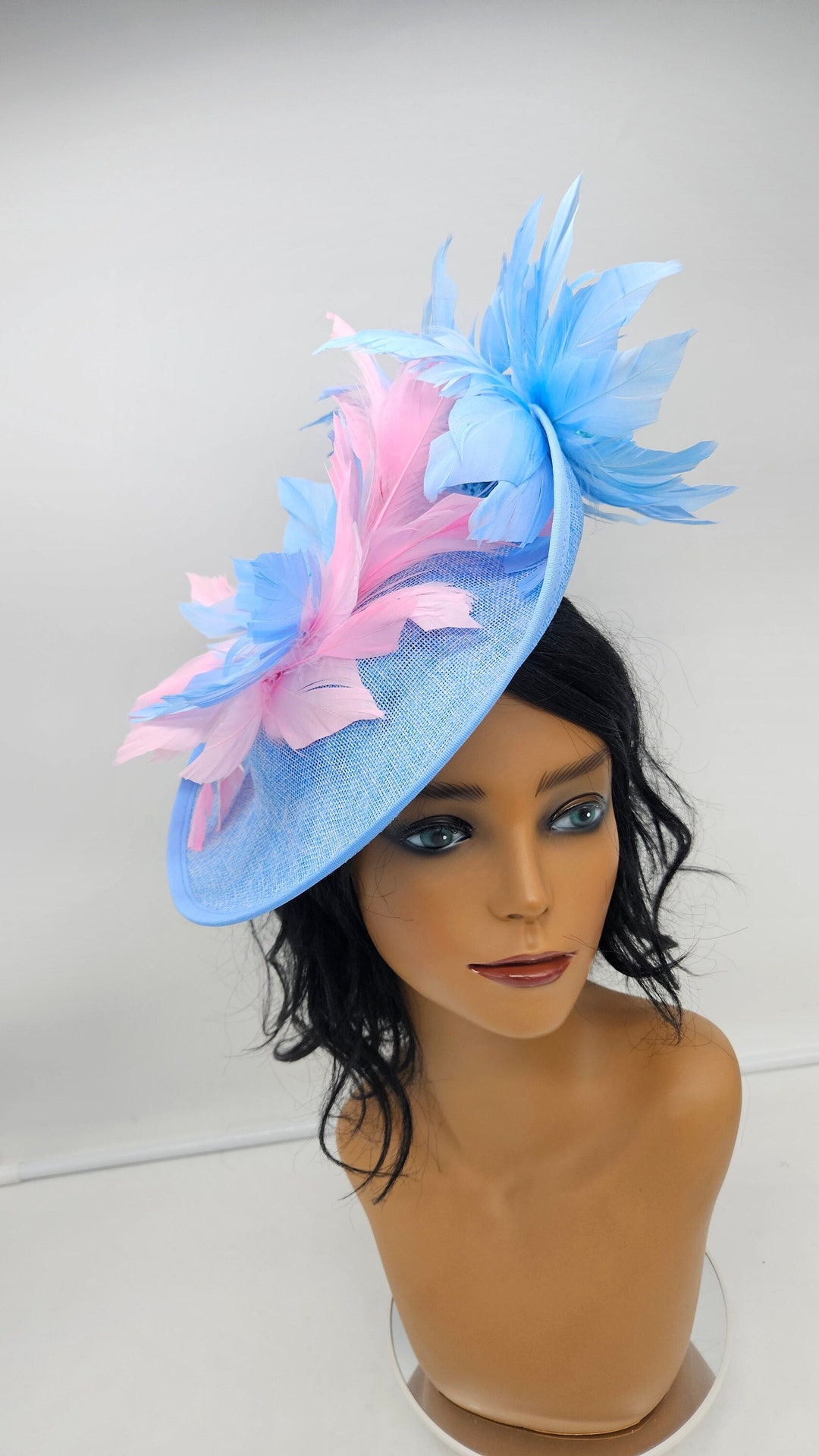 Light Blue and Pink Kentucky Derby Hat - Wedding Hat, Fascinator, Race ...