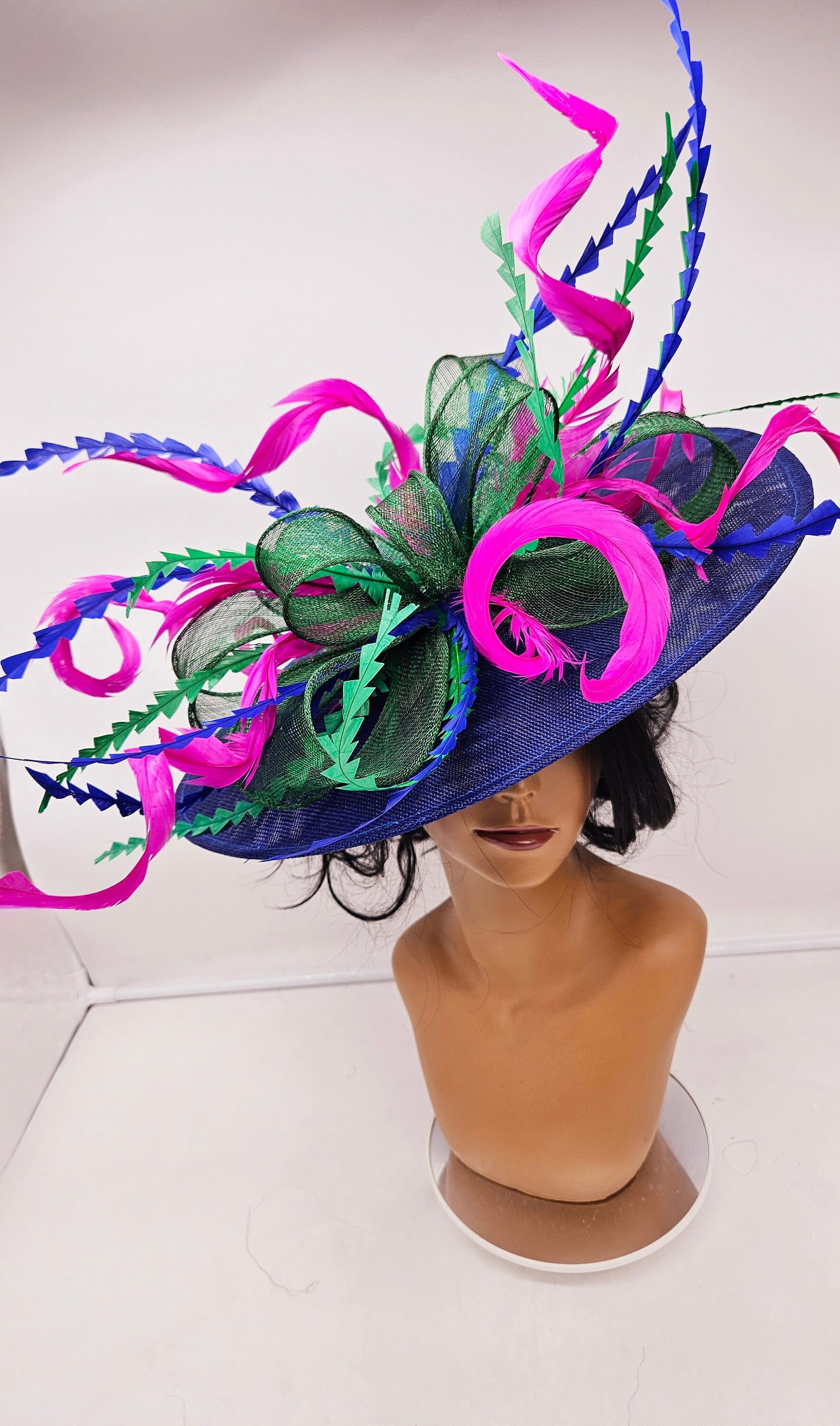 Extra Large Blue & Green Fascinator: Kentucky Derby Race Hat - Etsy