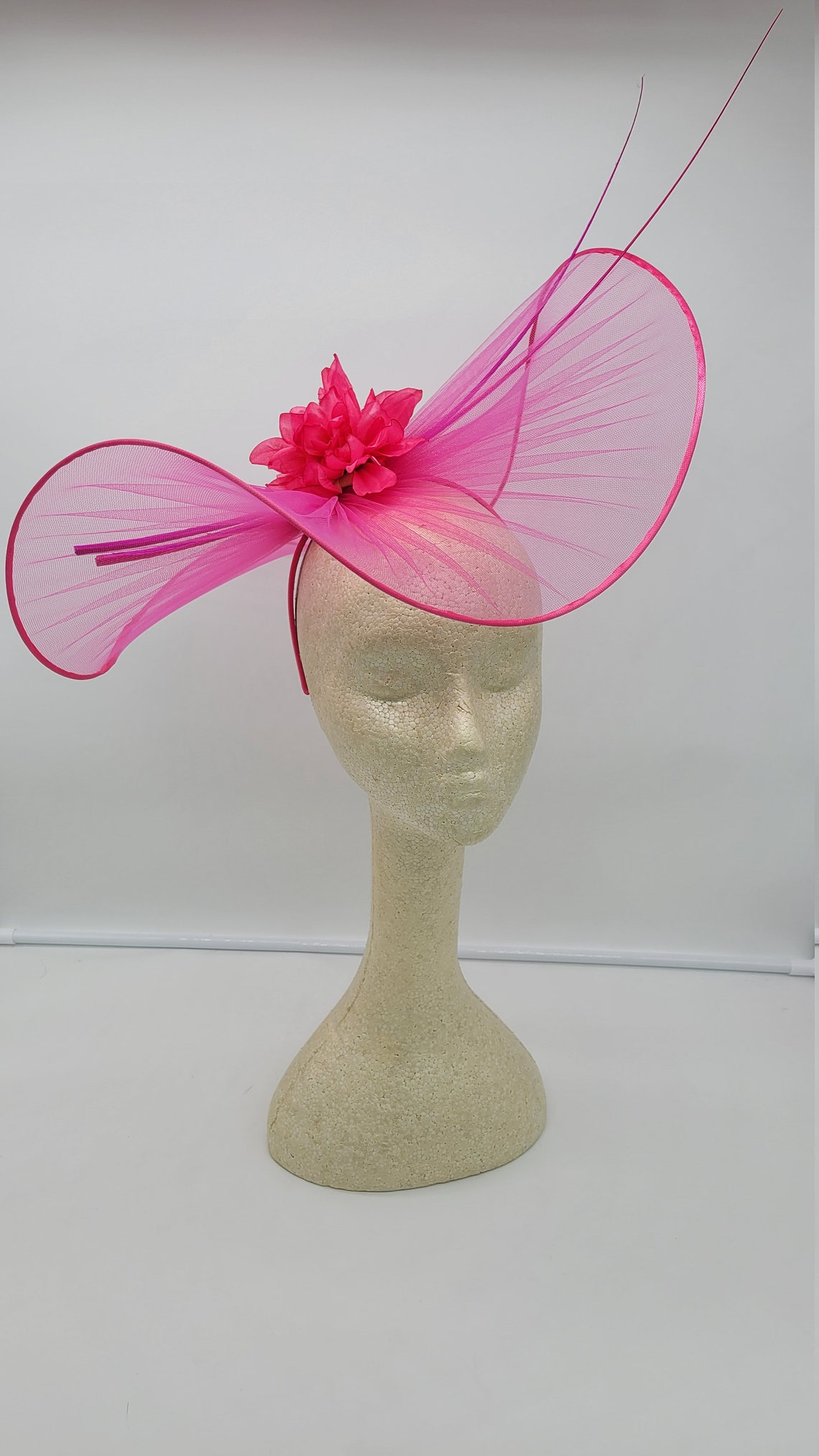 Large Hot Pink Kentucky Derby Fascinator Fuchsia Wedding - Etsy