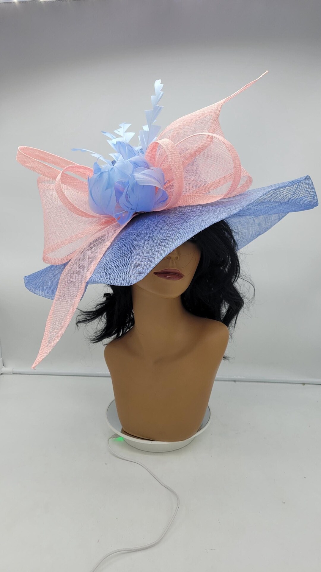 Light Blue Sinamay Kentucky Derby Hat: Pink Fascinator Wedding Race Hat ...