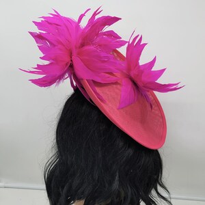 Large Hot Pink Kentucky Derby Fascinator - Fuchsia Wedding Hat ...