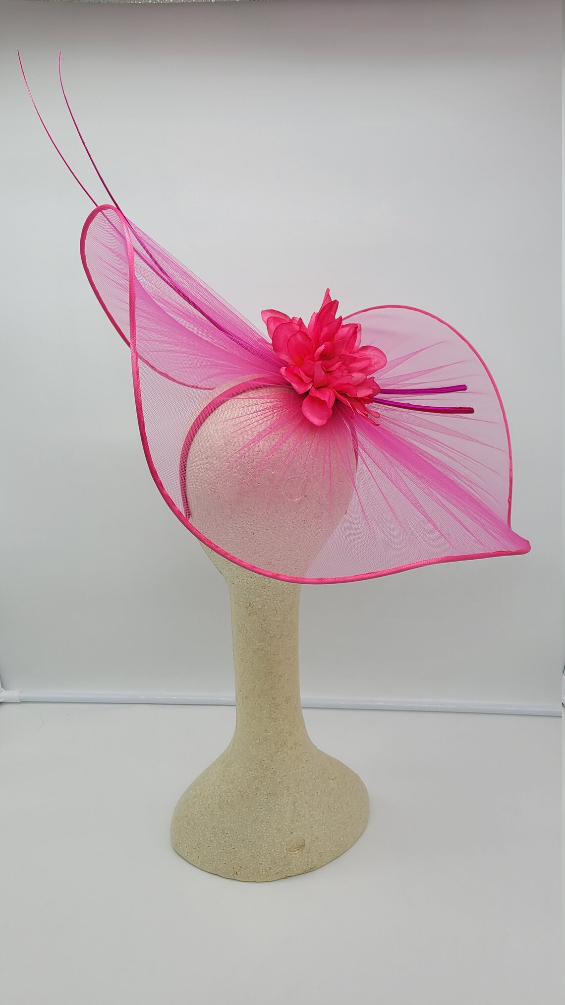 Large Hot Pink Kentucky Derby Fascinator Fuchsia Wedding - Etsy