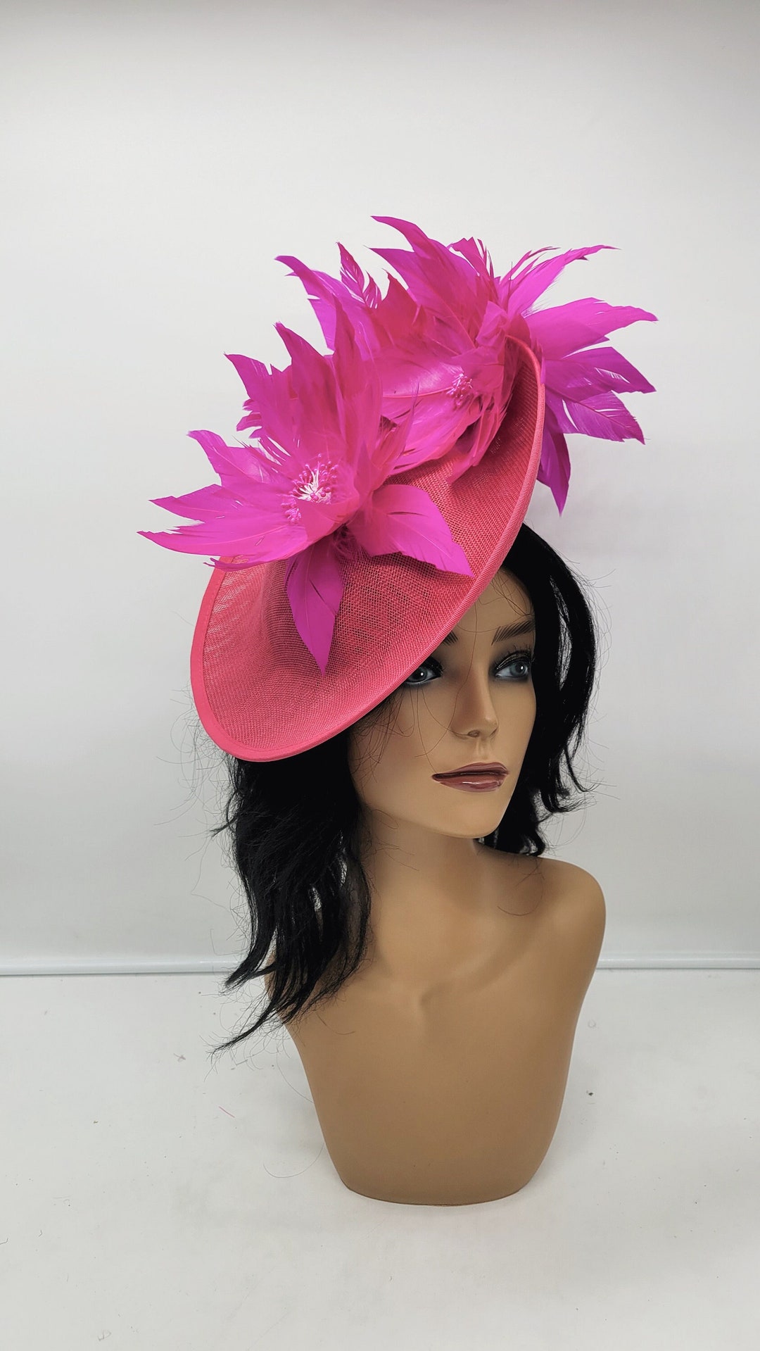 Large Hot Pink Kentucky Derby Fascinator - Fuchsia Wedding Hat ...