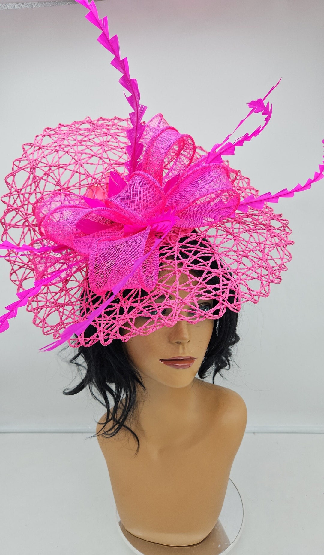 Hot Pink Kentucky Derby Fascinator - Wedding Hat, Fuchsia Hat, Easter ...