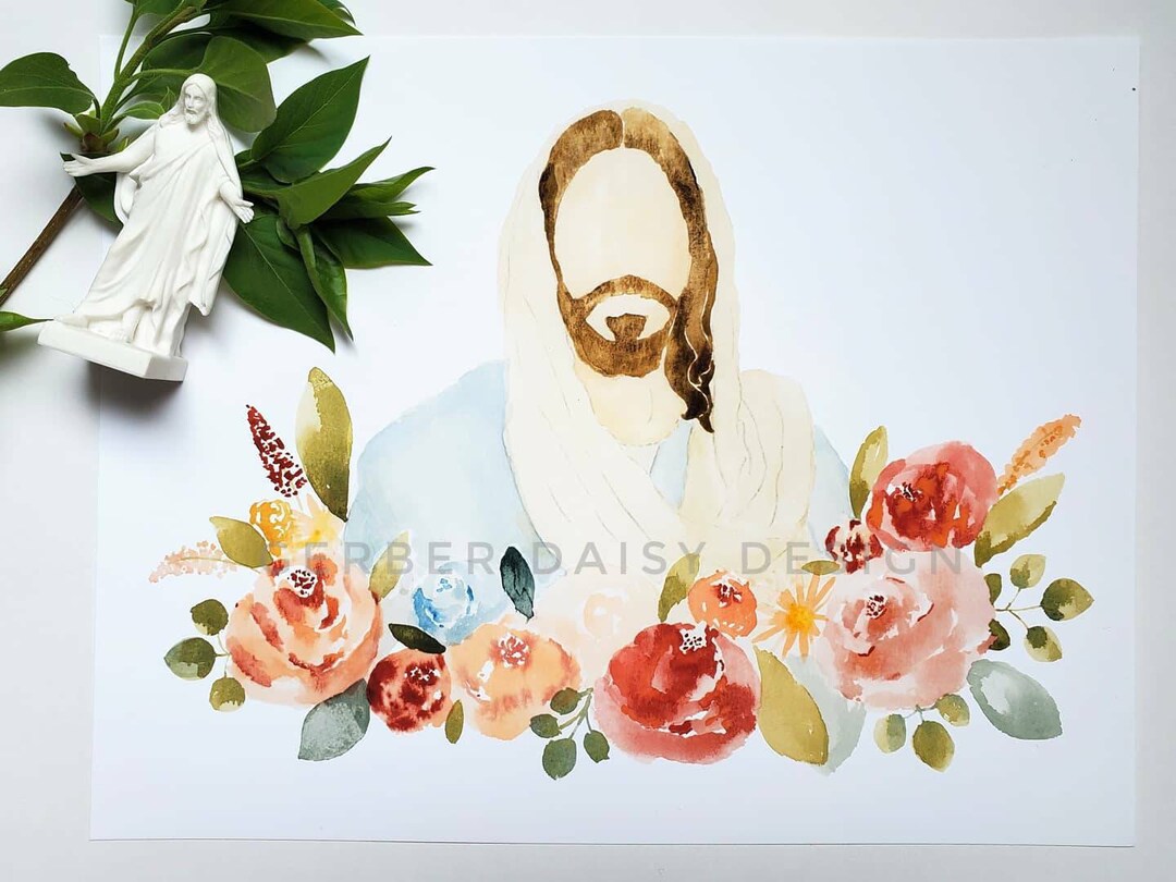 Jesus Christ Watercolor Faceless Portrait Print Etsy