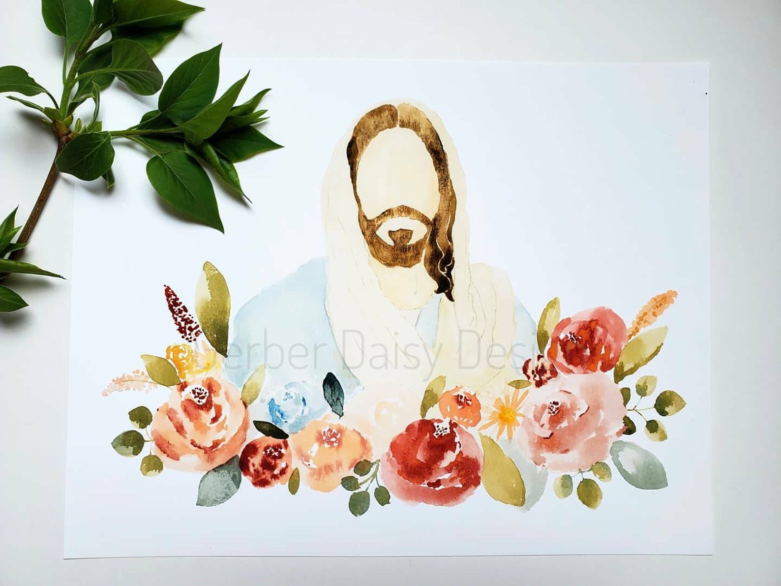 Jesus Christ Watercolor Faceless Portrait Print Etsy