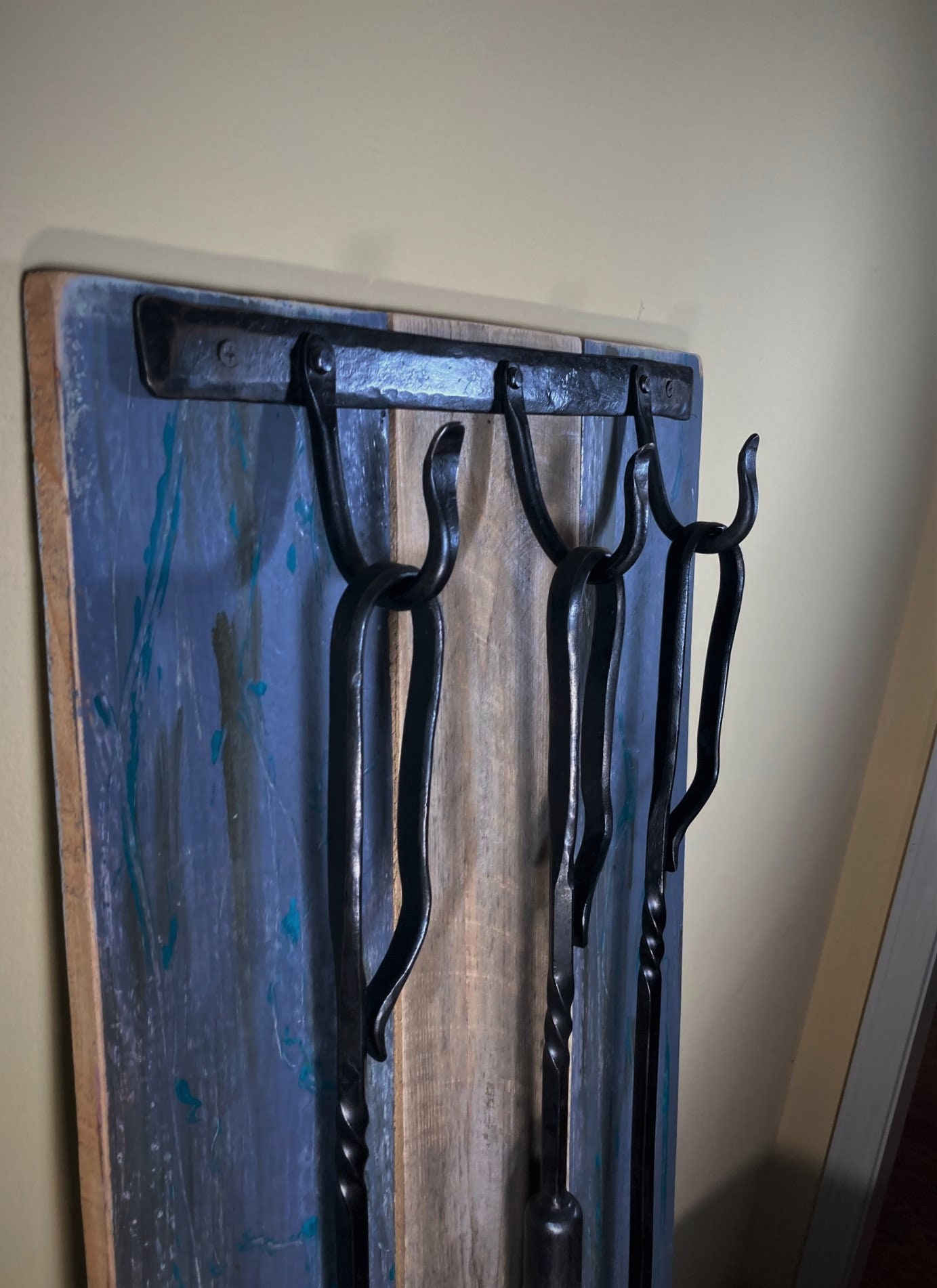 Forged Fire Place Tools /wall Mount (free Shipping) - Etsy