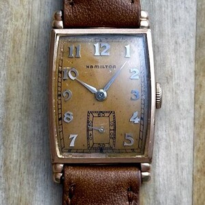 1941 Hamilton Myron Coral Gold Wrist Watch, 10K Gold-filed Case, 980 ...
