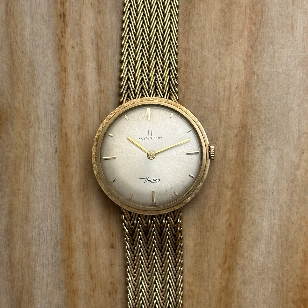1964-1965 Hamilton Thinline 2008 Wrist Watch, With 14K Solid Gold Case ...