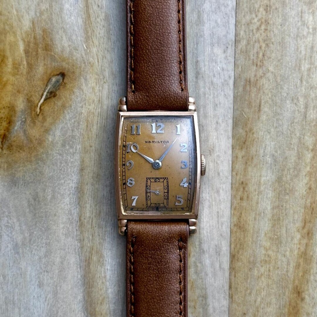 1941 Hamilton Myron Coral Gold Wrist Watch, 10K Gold-filed Case, 980 ...