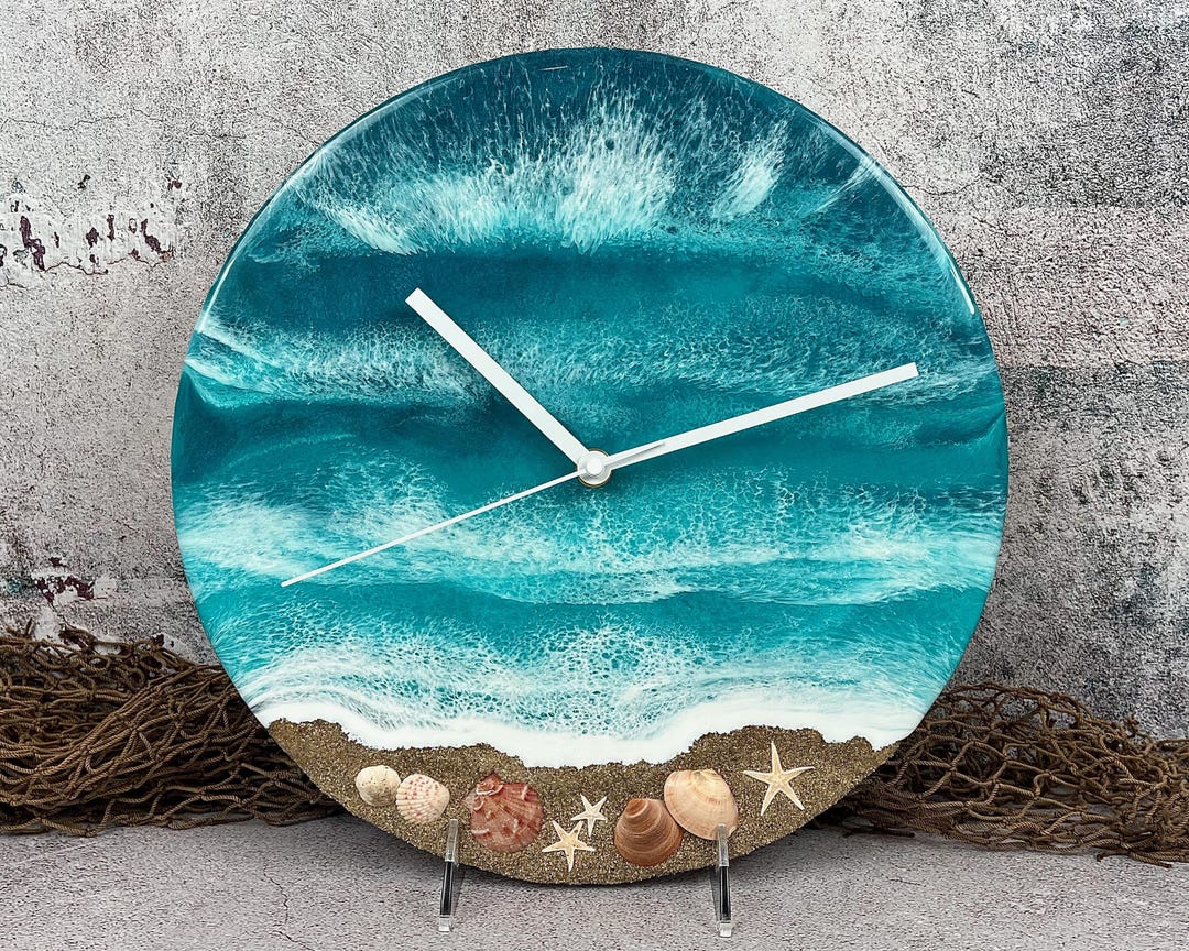 Sand Shells & Starfish Ocean Clock on Vinyl Record, Abstract Beach ...