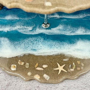 3 Tiered Cake Tray, Ocean Beach Serving Stand, Sand & Shells With ...