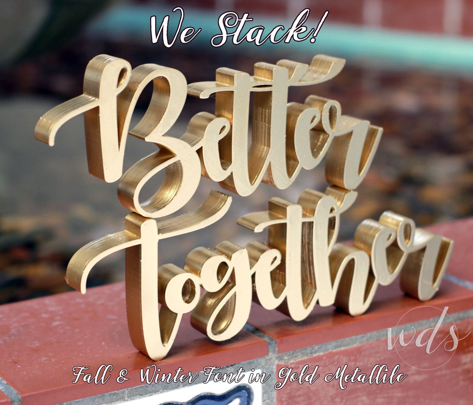 Better Together Sign Sweetheart Table 5 or 3, Script Gold Glitter ...