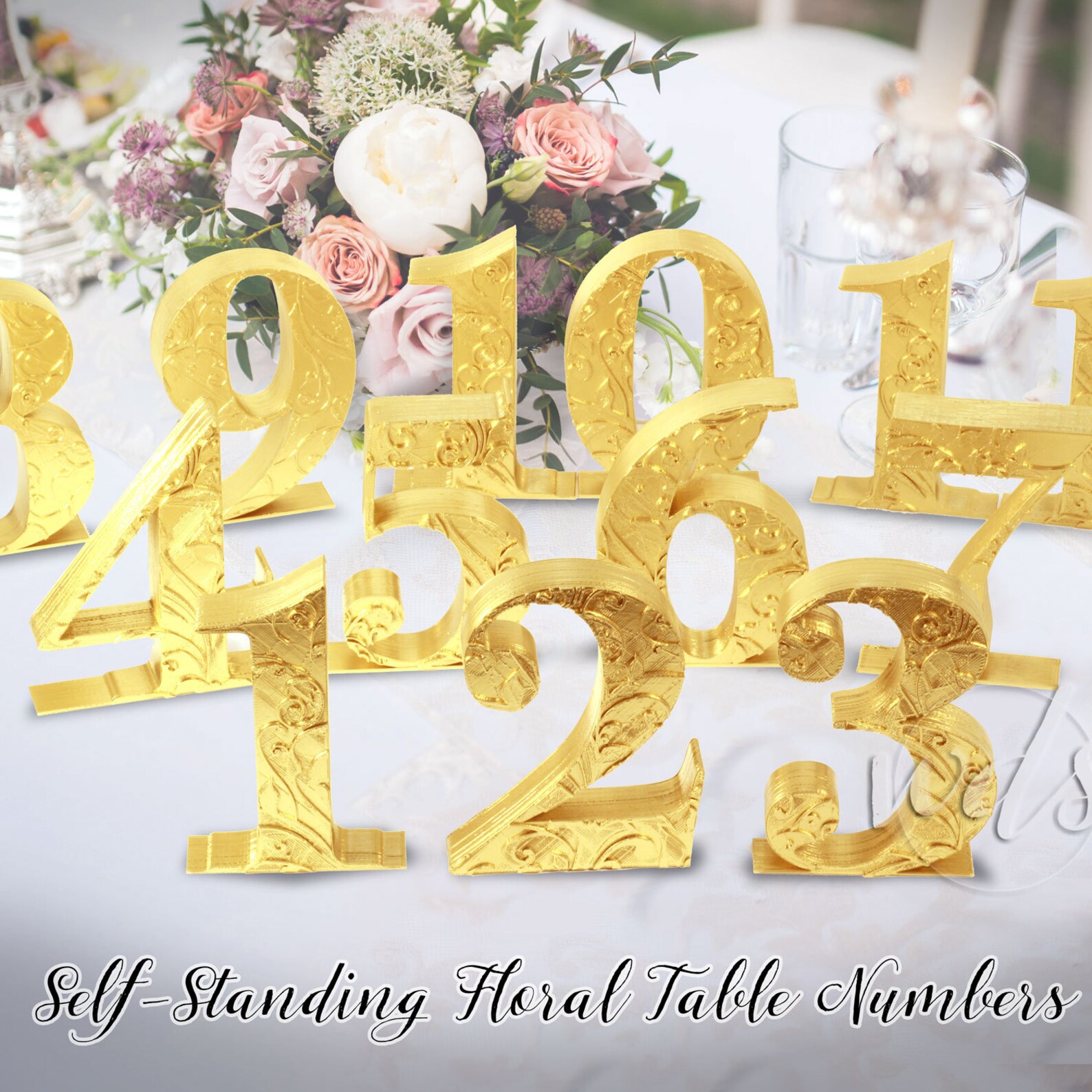 5 Floral Table Numbers Wedding Decor Elegant Floral - Etsy
