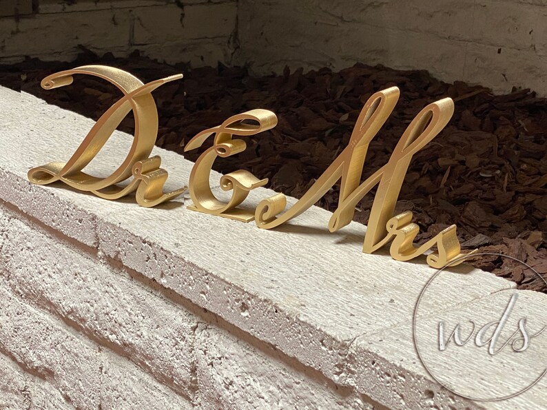 Dr and Mrs Sign 5in. Vintage Script Sweetheart Table Decor | Etsy