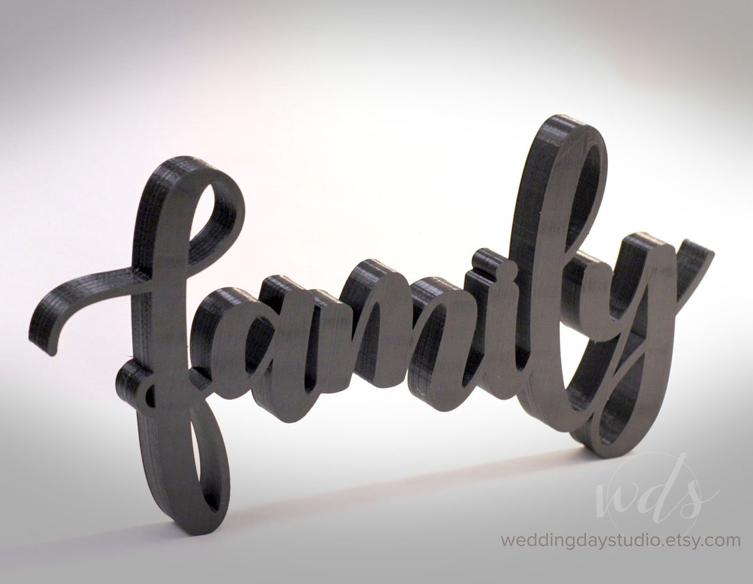 FAMILY Sign, Family Word Sign, Table Sign 6" , Calligraphy, Home Decor ...