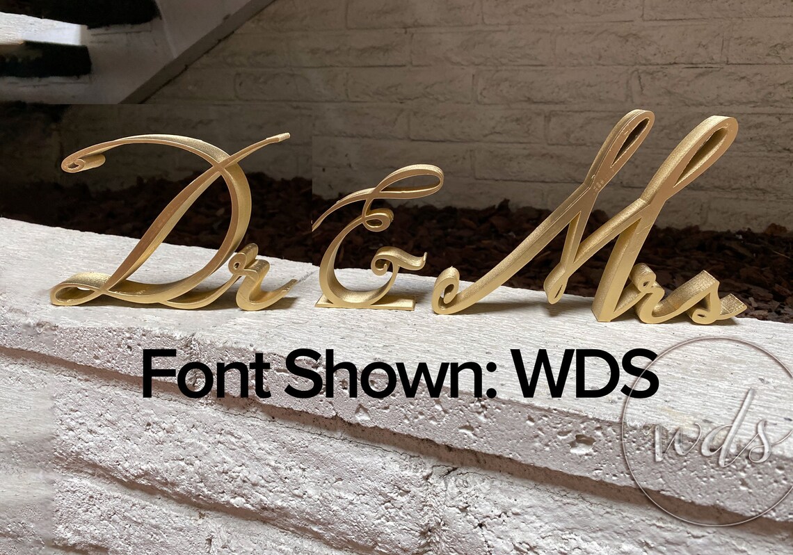 Dr and Mrs Sign 5in. Vintage Script Sweetheart table decor | Etsy