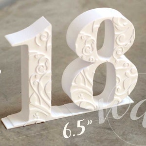 5" Floral Table Numbers Wedding Decor , Elegant Floral Vintage ...
