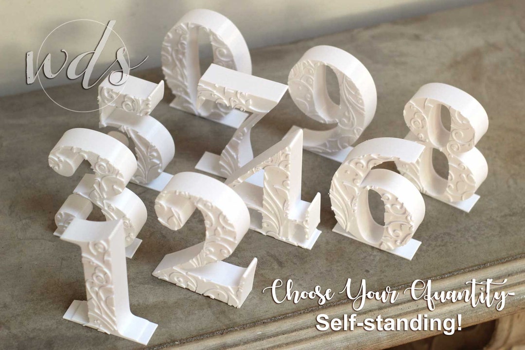 5" Floral Table Numbers Wedding Decor , Elegant Floral Vintage ...