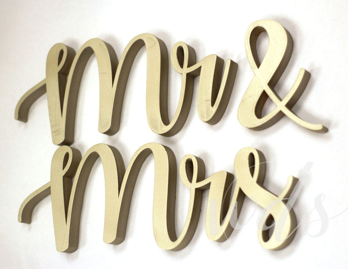 Mr & Mrs Sign 5in. Sweetheart Table Sign Champagne Metallic - Etsy