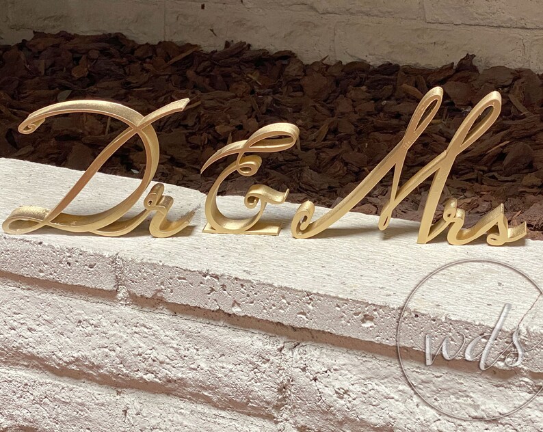 Dr and Mrs Sign 5in. Vintage Script Sweetheart Table Decor - Etsy