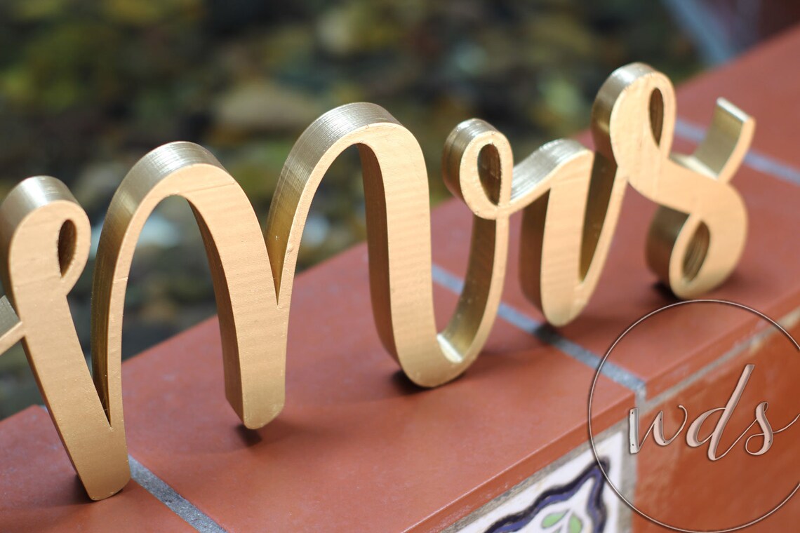 Dr and Mrs Sign 5in. Vintage Script Sweetheart table decor | Etsy