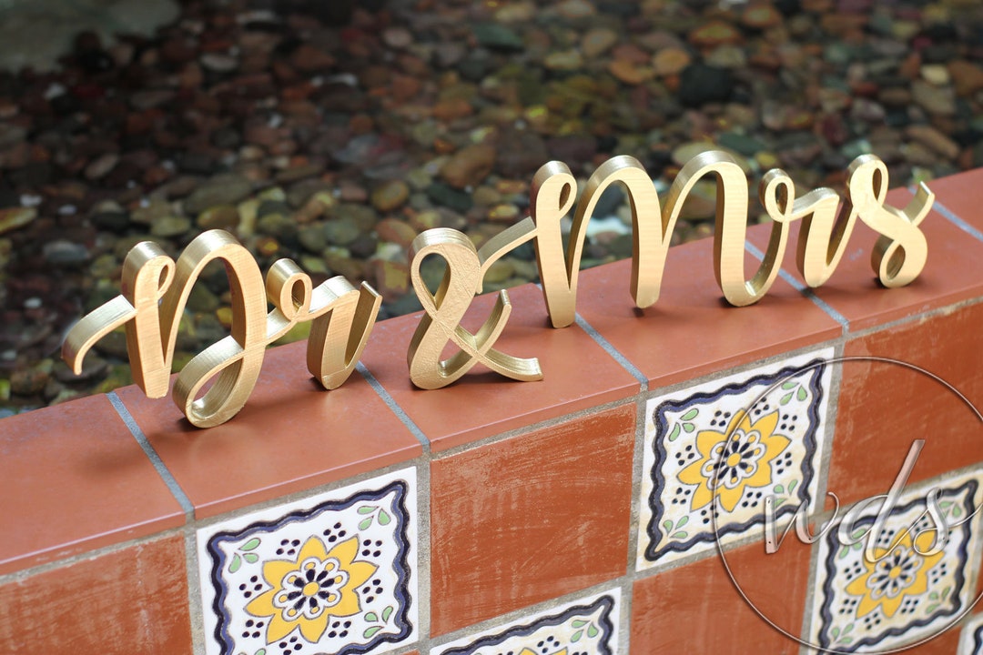 Dr and Mrs Sign, 5in. Vintage Script Sweetheart Table Decor, Wedding ...