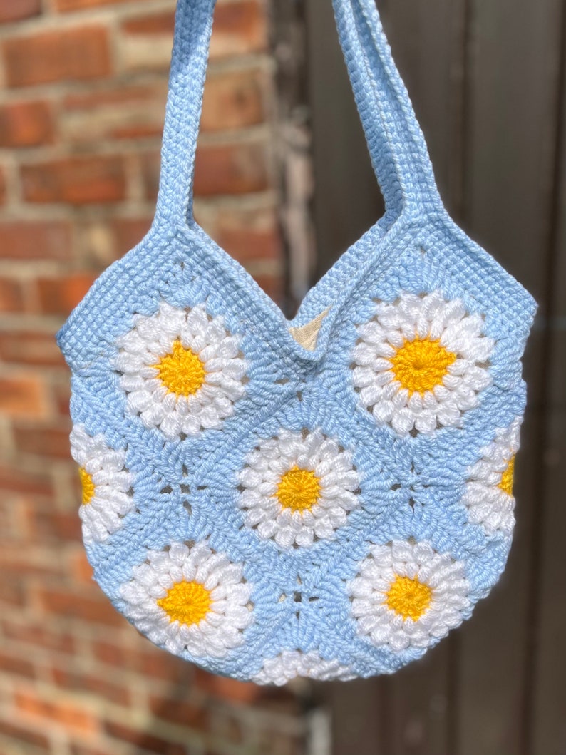 Handmade Crochet Flower Granny Square Bag - Etsy