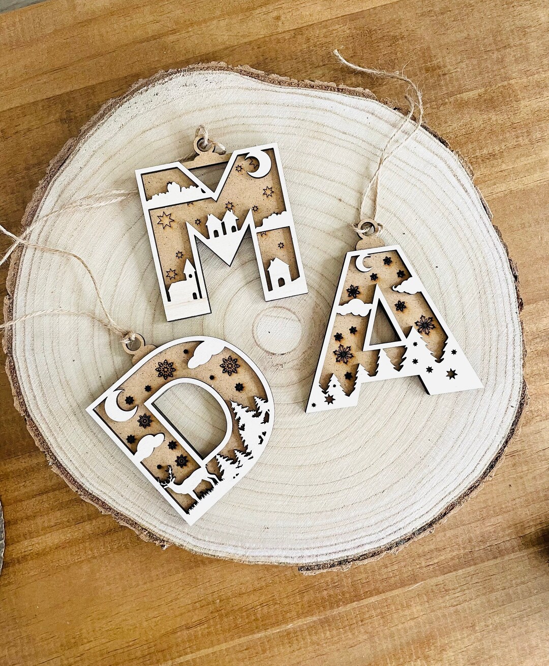 Initial Wooden Christmas Letter Christmas Ball of Your Choice ...