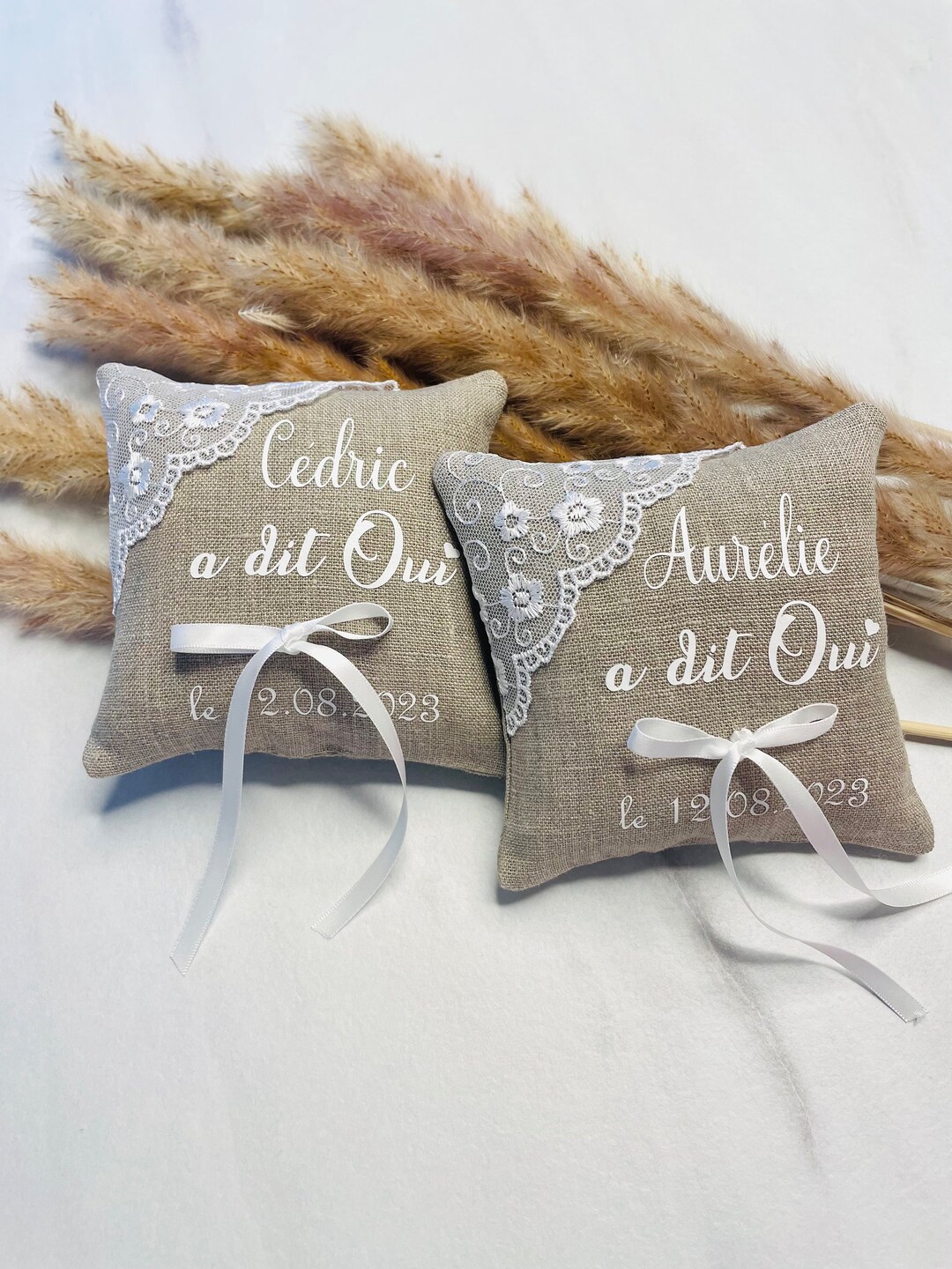 Customizable Boho Wedding Ring Cushions With First Name “said Yes” - Etsy