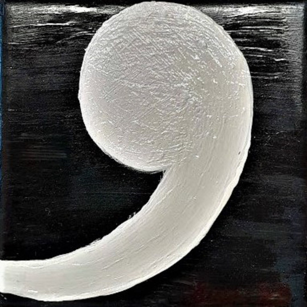 Comma - Acrylic Painting on Ceramic Tile - Etsy