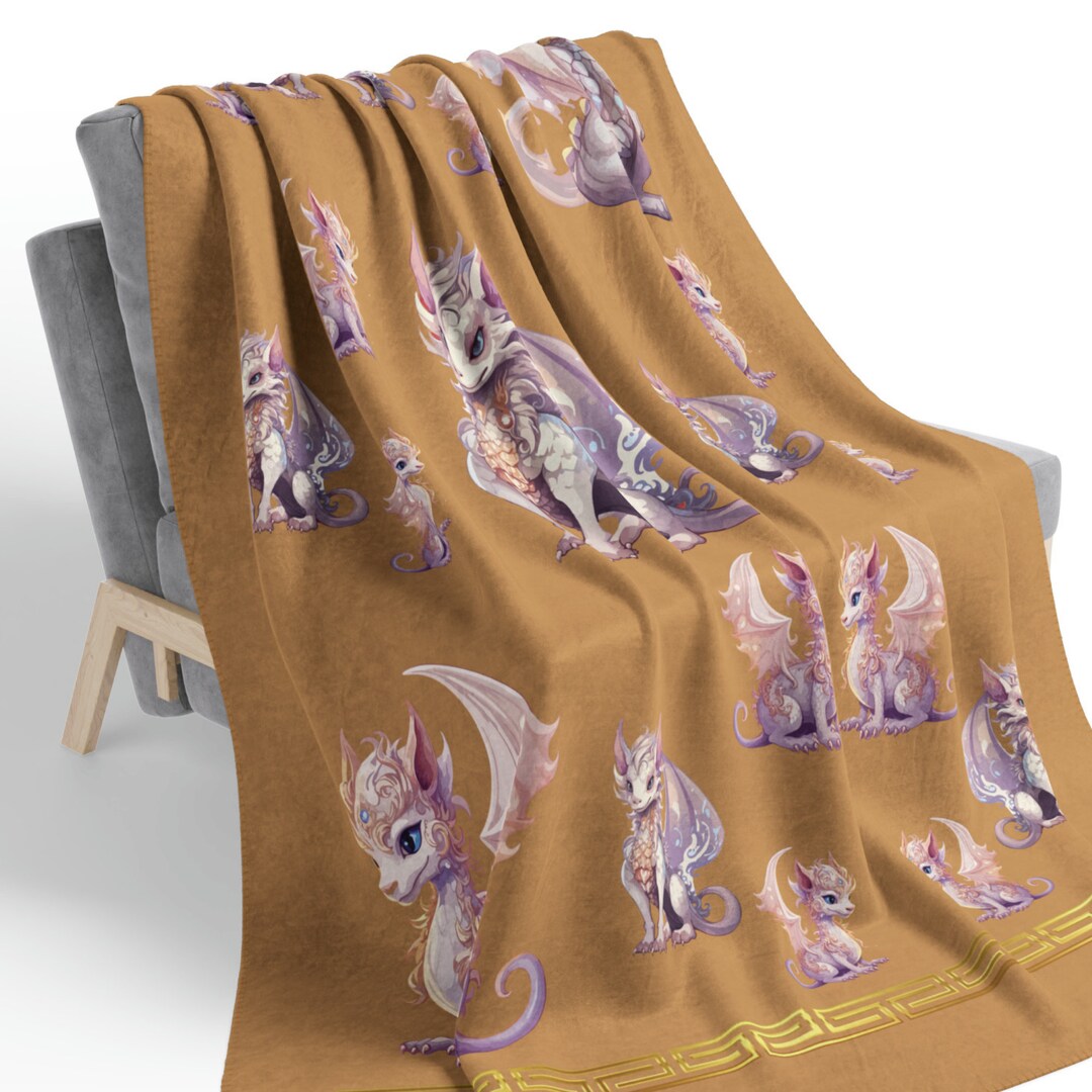 Pink Dragons Fleece Sherpa Blanket, Year of the Dragon, Lunar New Year ...