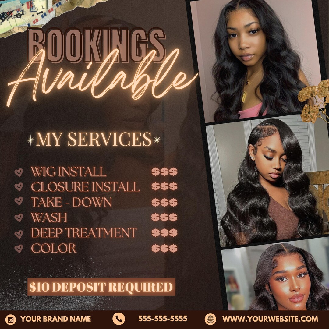 Hair Special Flyer, Hair Salon Wig Sale Price List, Bookings Available ...