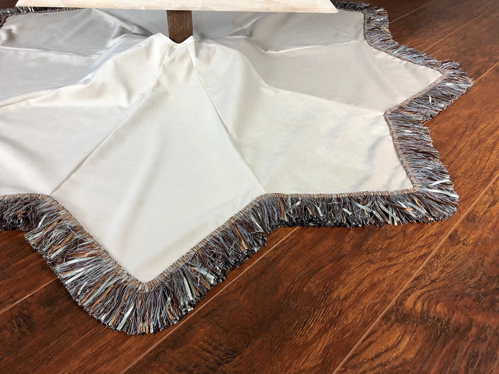Beige Suede With Trim Tree Skirt /country Christmas Tree Skirt ...