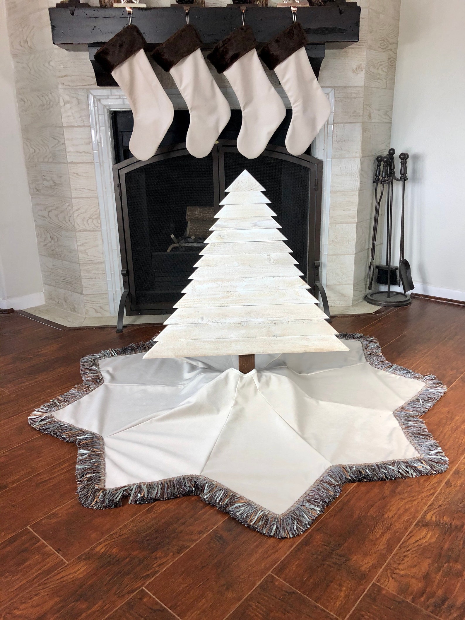 Beige Suede With Trim Tree Skirt /country Christmas Tree Skirt ...