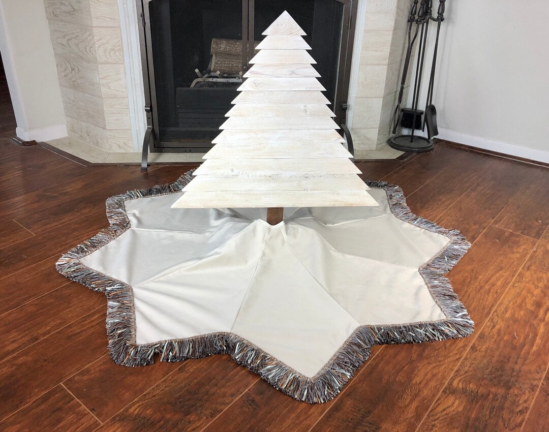 Beige Suede With Trim Tree Skirt /country Christmas Tree Skirt ...