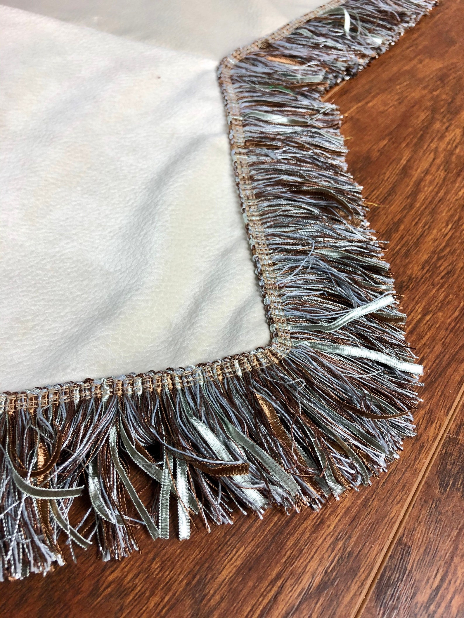 Beige Suede With Trim Tree Skirt /country Christmas Tree Skirt ...