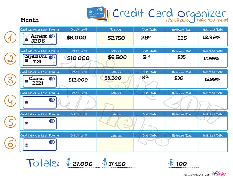 Credit Card Debt Tracker - Etsy