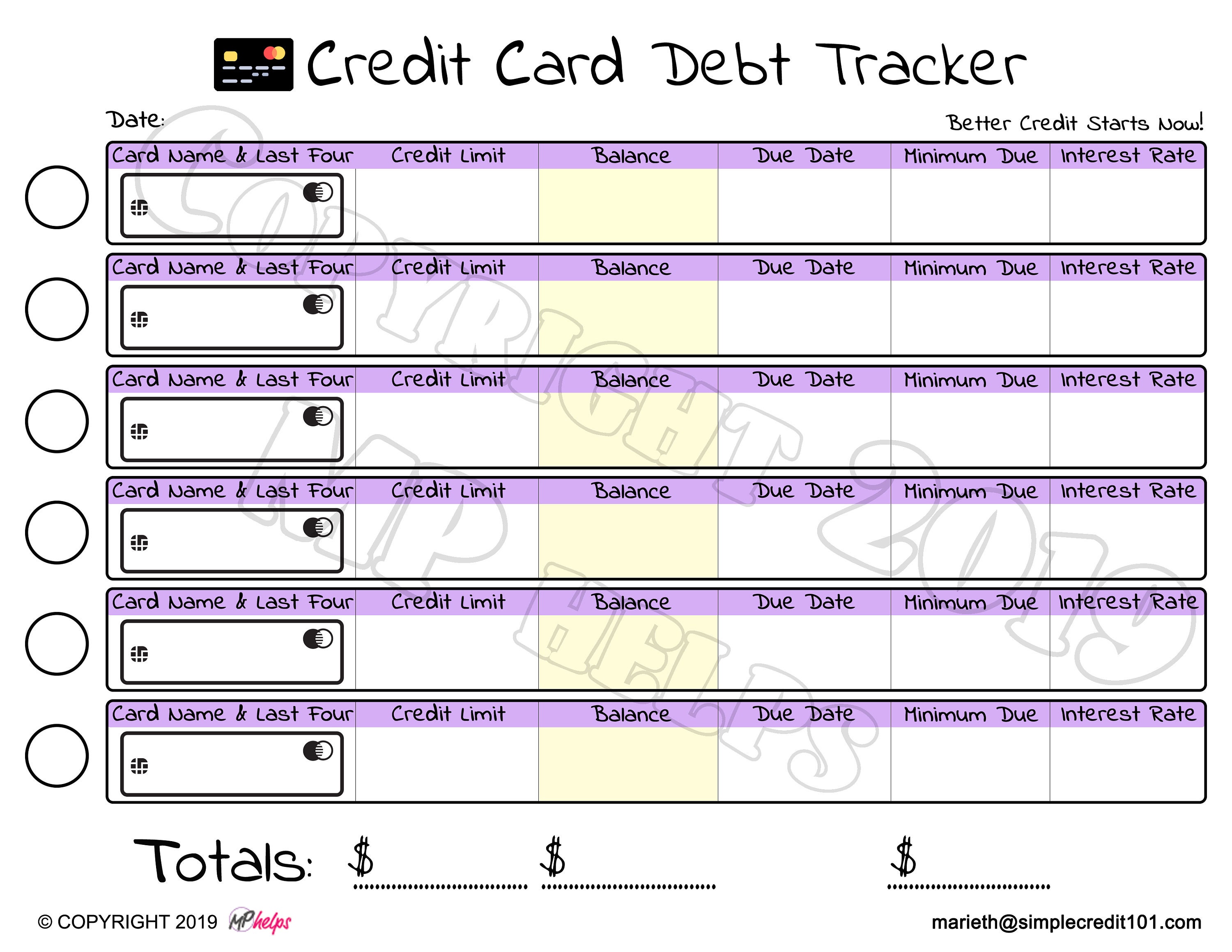 Credit Card Debt Tracker Purple Version - Etsy