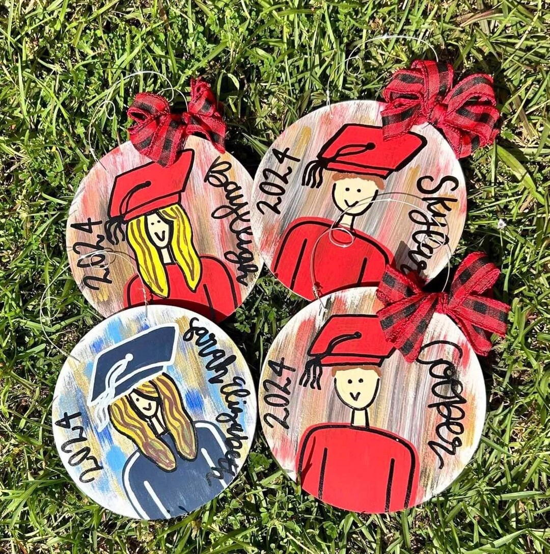Hand Painted Wooden Ornaments: Graduation - Etsy