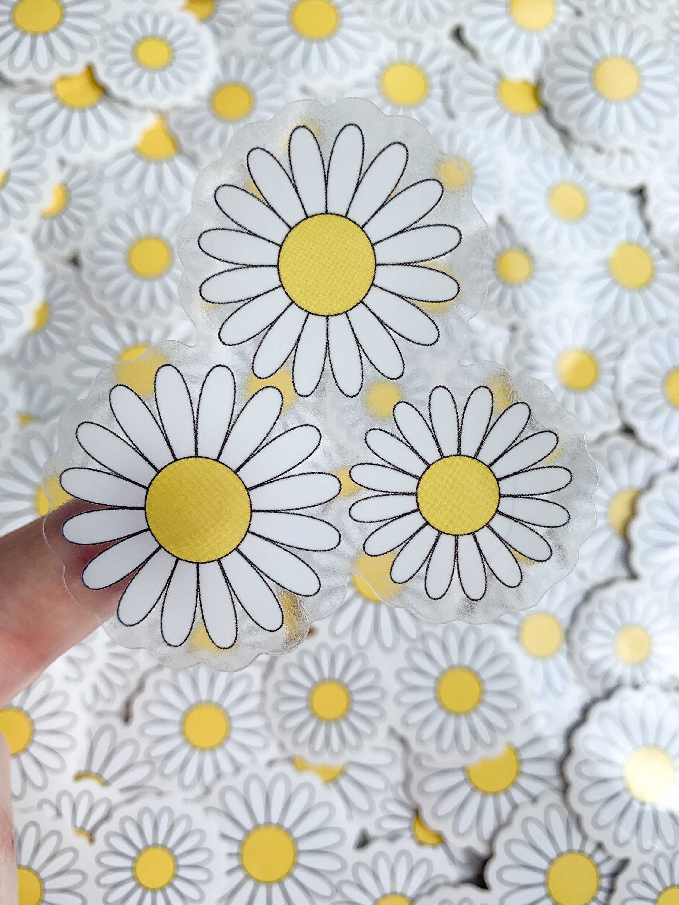 Transparent Daisy Vinyl Waterproof Sticker Laptop Sticker Car - Etsy