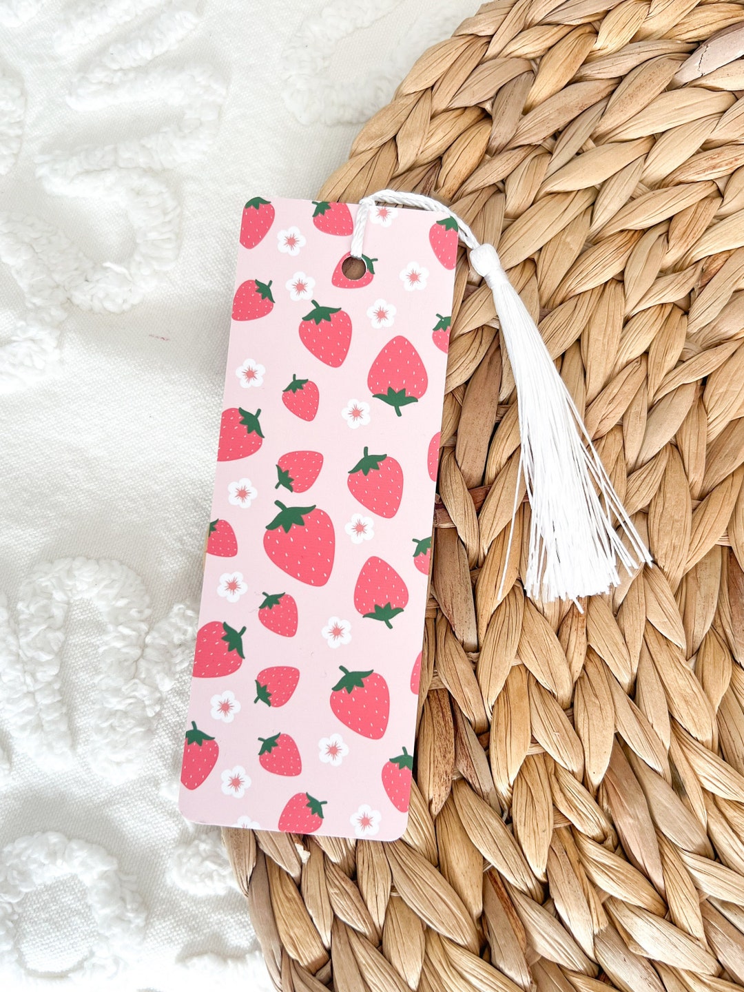 Strawberry Print Bookmark Tassel Strawberries Flower - Etsy