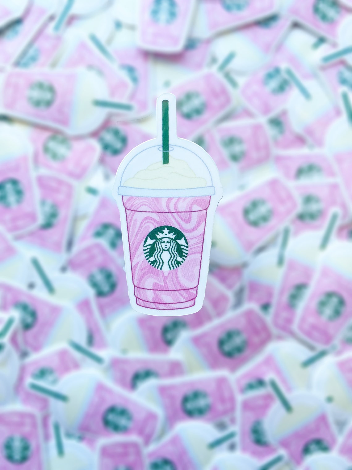 Mini Starbucks Waterproof Frappe Sticker Pink Vinyl Stickers - Etsy