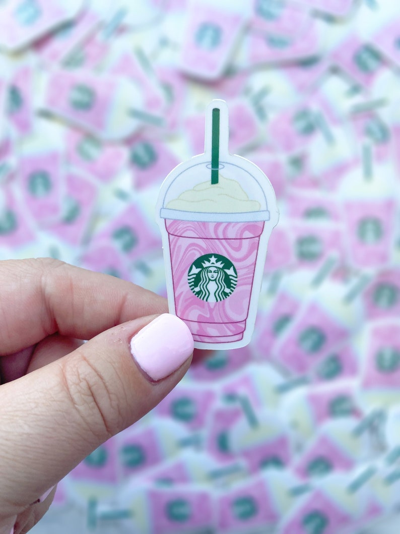 Mini Starbucks Waterproof Frappe Sticker Pink Vinyl Stickers - Etsy