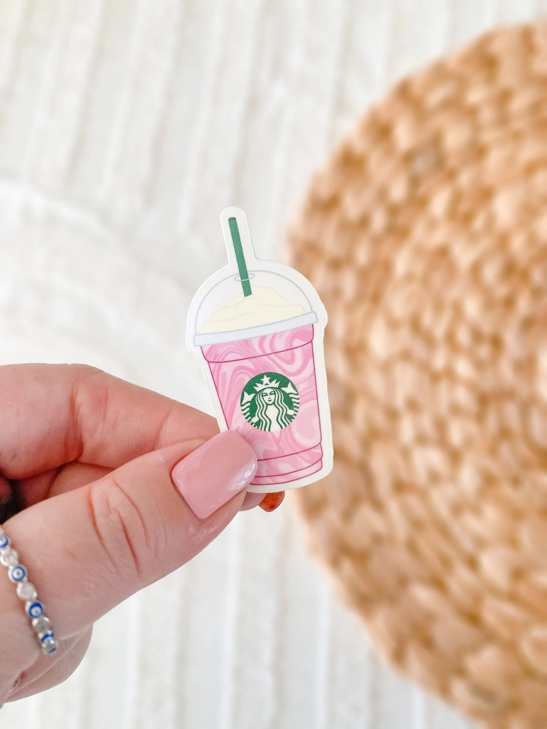 Mini Starbucks Waterproof Frappe Sticker Pink Vinyl Stickers Laptop ...